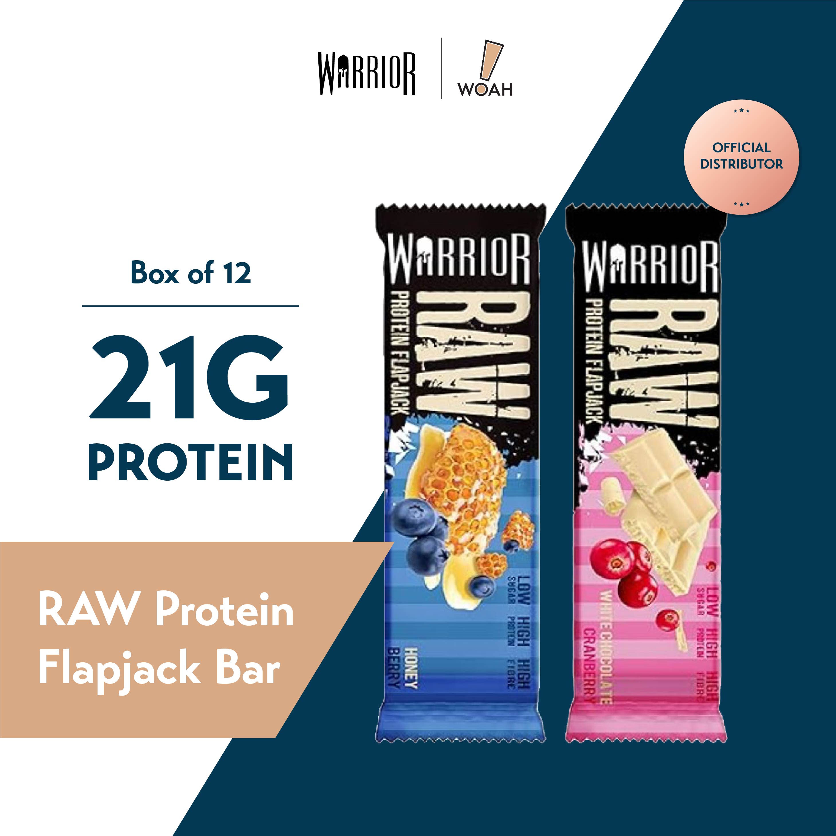 Warrior RAW Protein Flapjack (Box of 12) | WOAH!