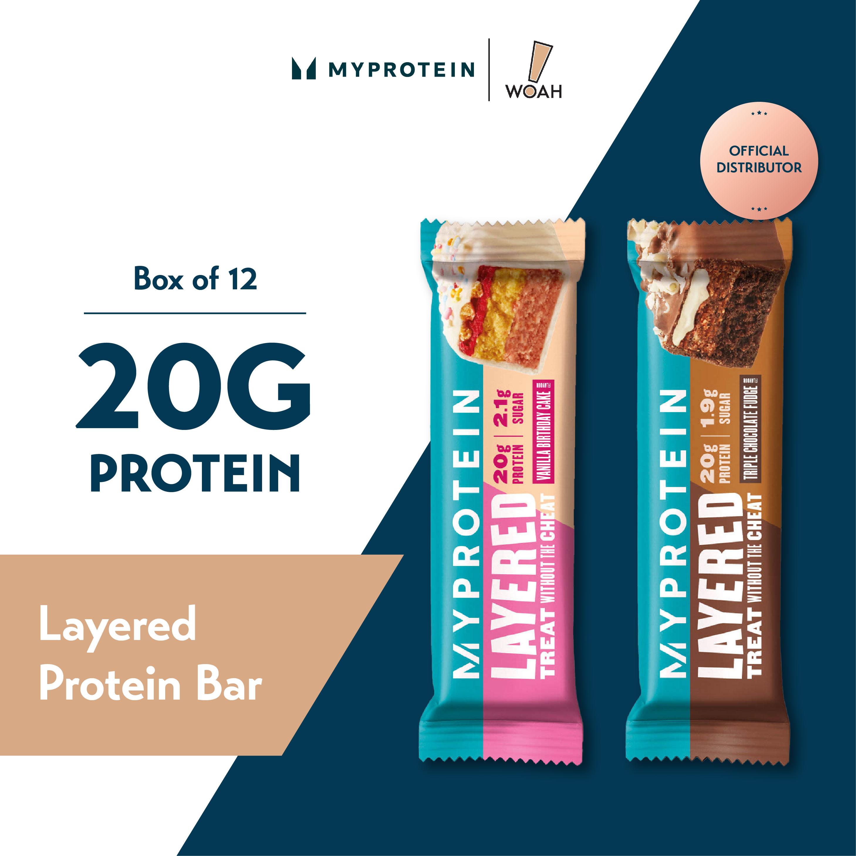 MyProtein Layered Protein Bar (Box of 12) | WOAH!